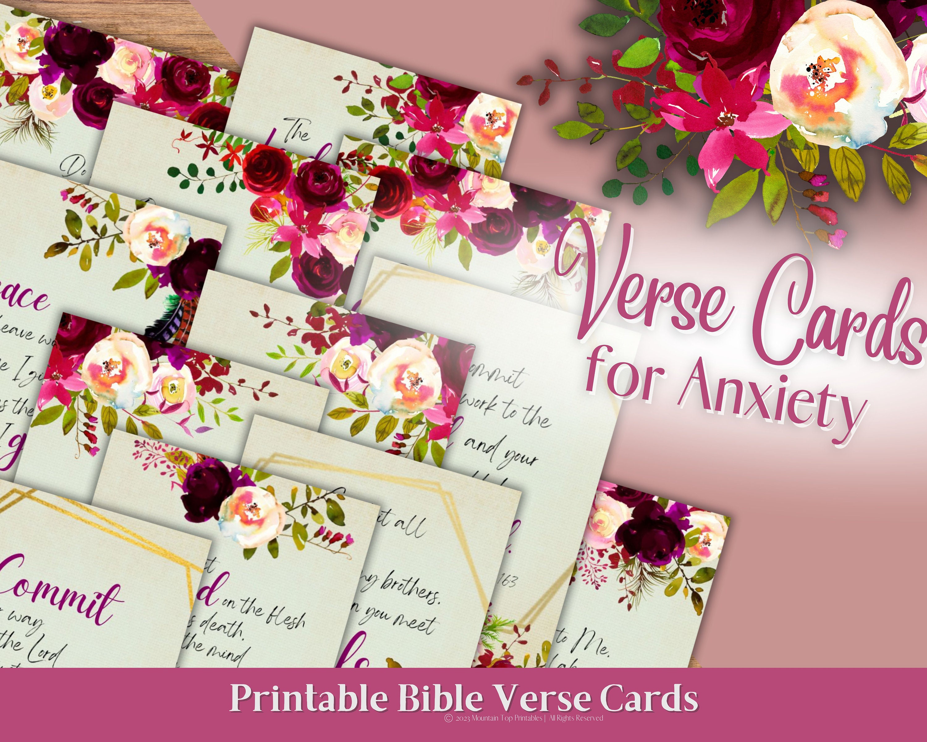 Printable Bible Verses Set of 12 Scripture Memory Cards Gift for Her ...