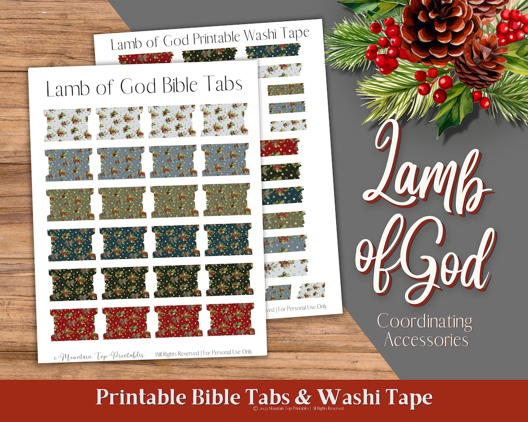 Christmas Printable Double-sided Bible Tabs and Digital Washi Tape for ...