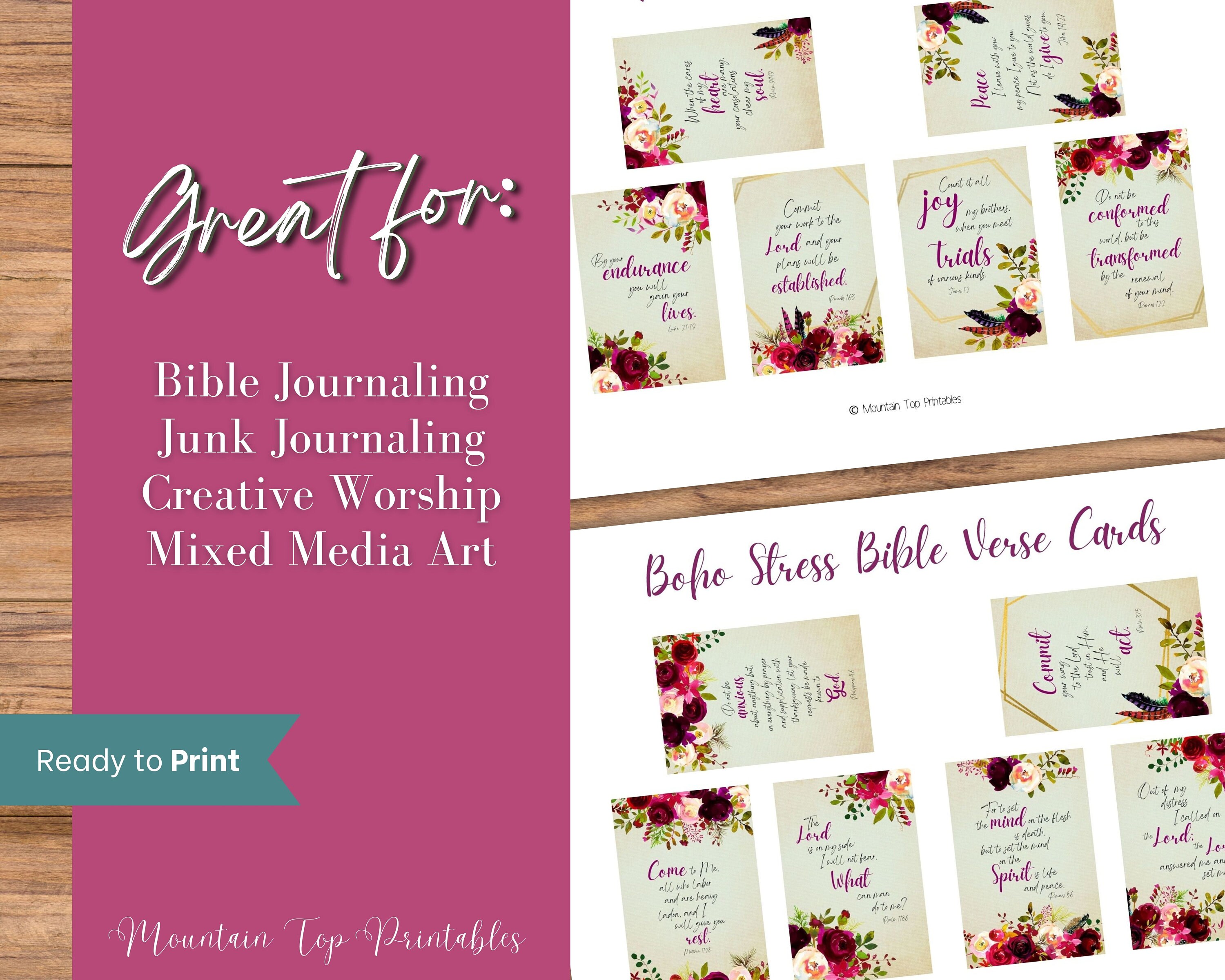 Printable Bible Verses Set of 12 Scripture Memory Cards Gift for Her ...