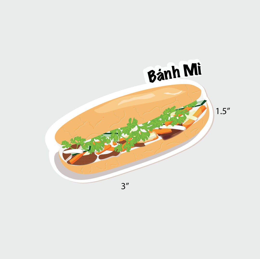 Banh Mi Sticker: Vietnamese Sandwich, Glossy Vinyl (2"x1.5") - Etsy