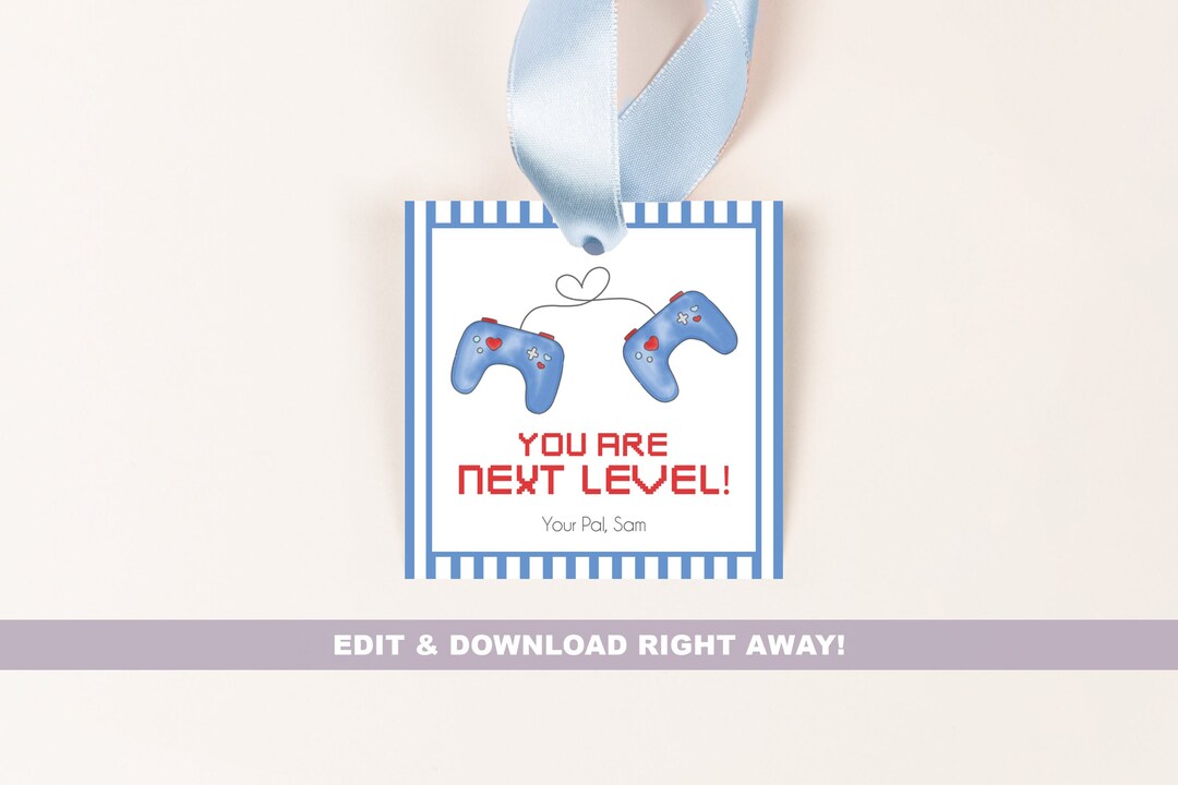 Gamer Valentine's Day Favor Tag: Video Game, Editable Template - Etsy