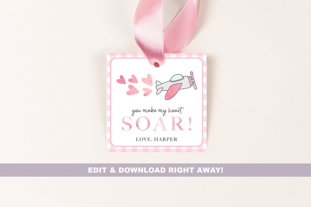 Printable Valentine Favor Tag | Air Plane Valentine | You Make My Heart ...