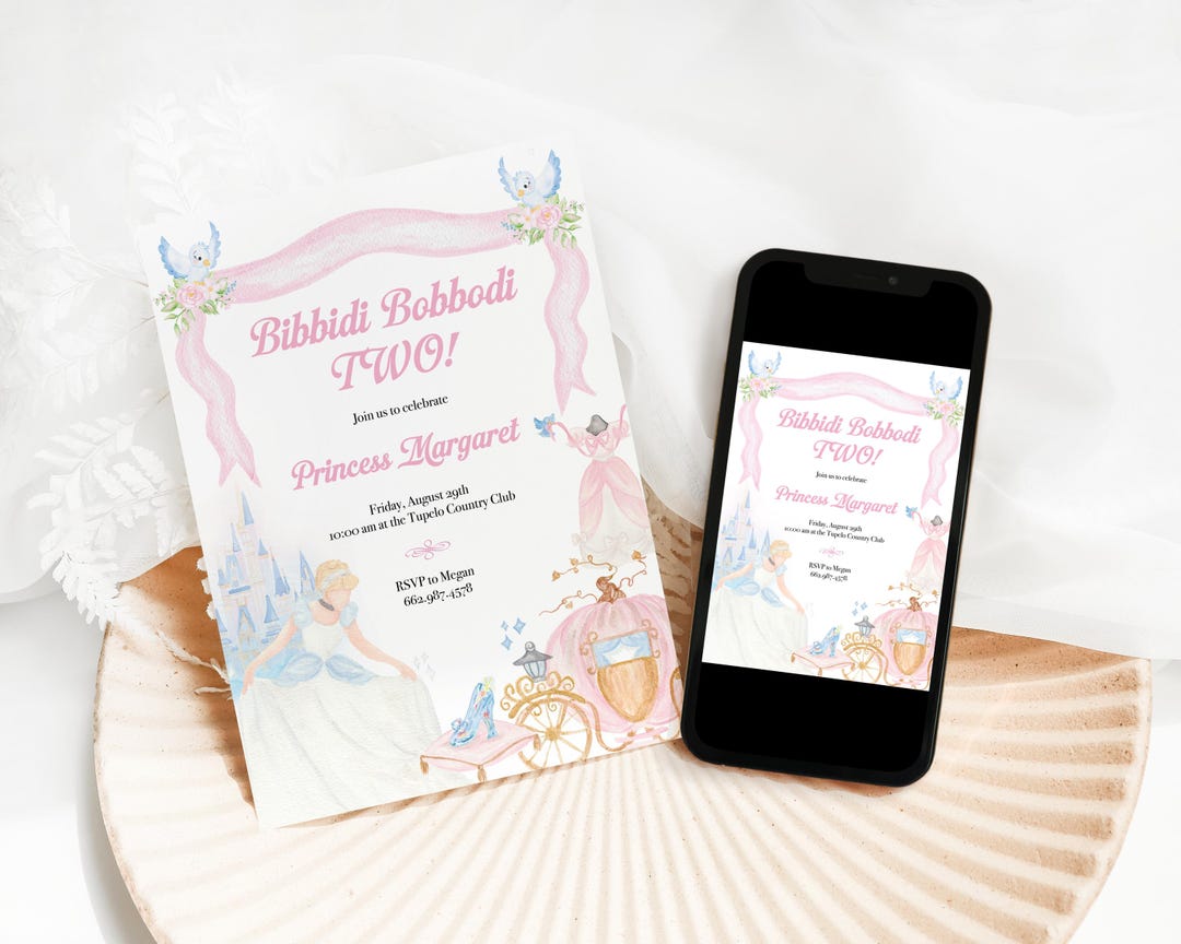 Bibbidi-bobbidi TWO Cinder Princess 2nd Birthday Invitation: Pumpkin ...