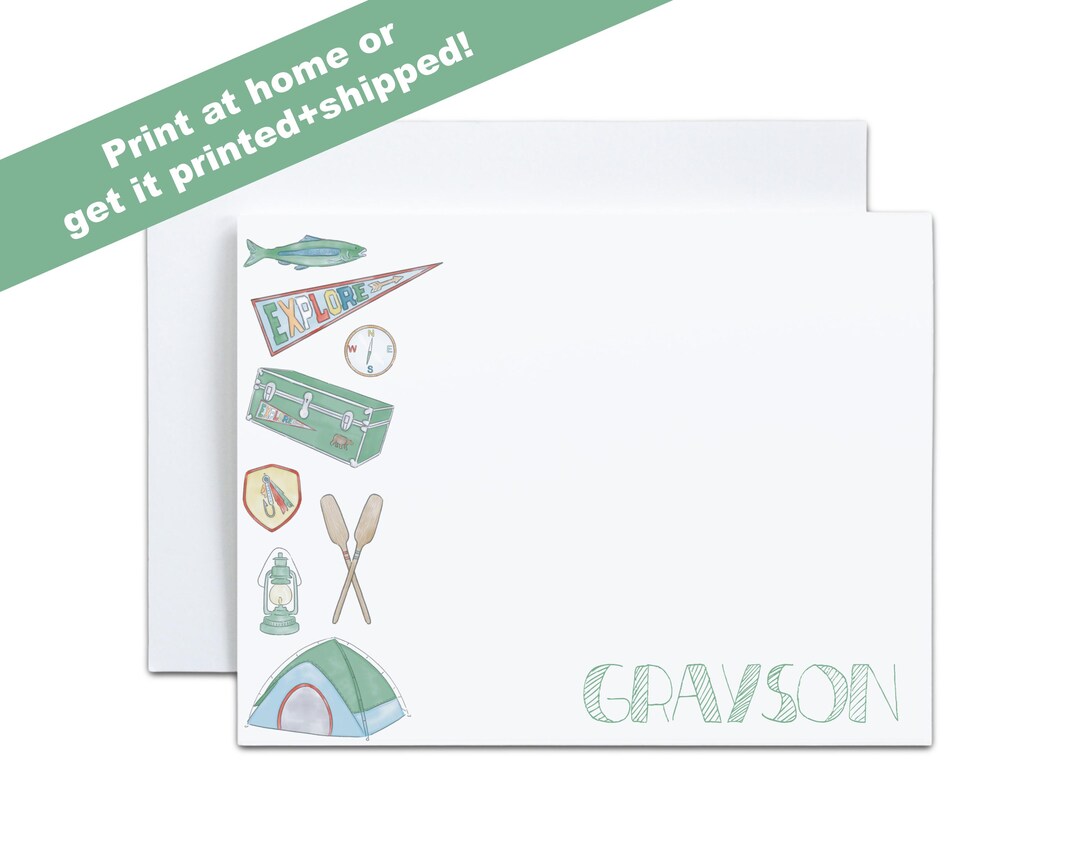 Personalized Boy's Camping Stationery: Outdoorsy Camp Bunk Note ...