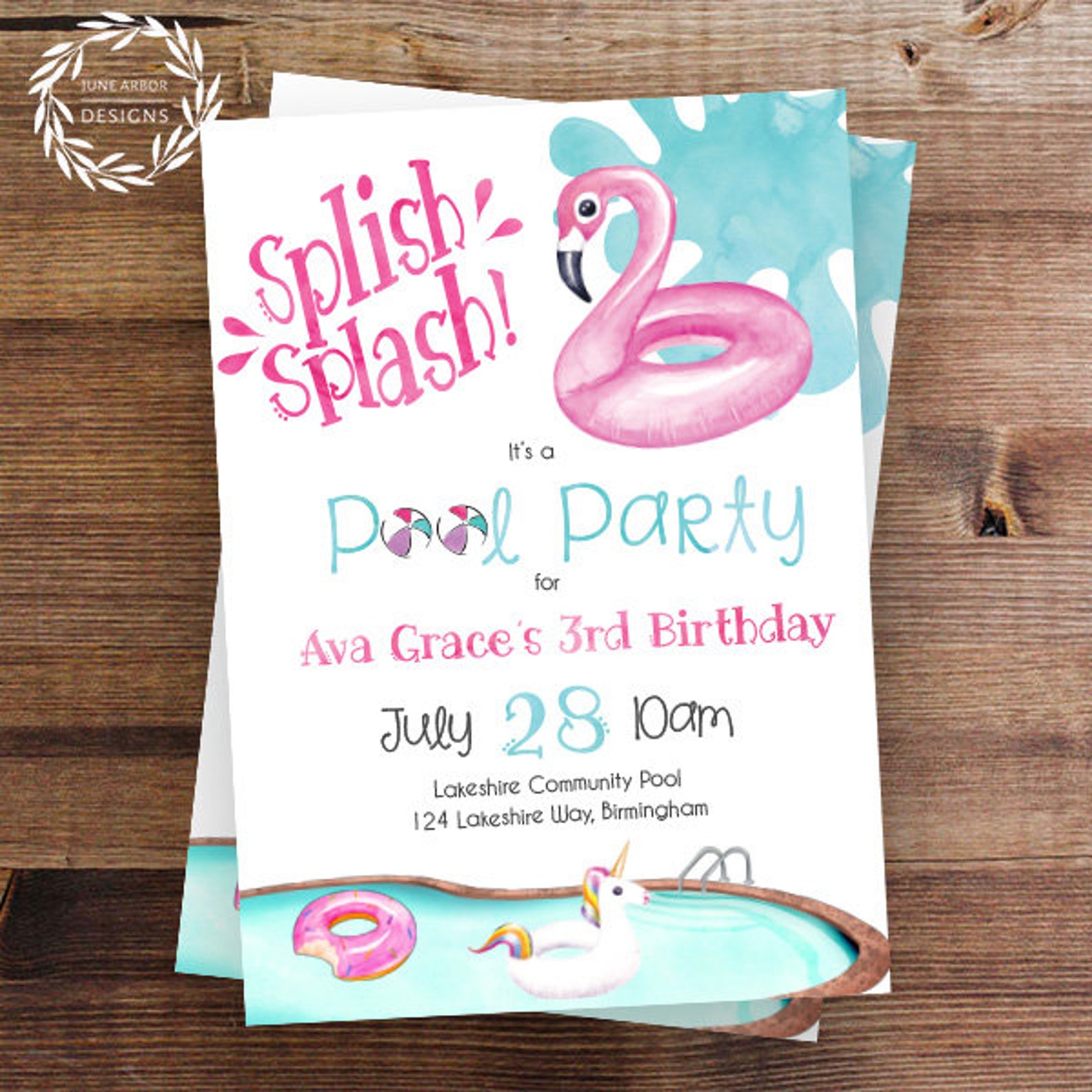 Pool Birthday Party Invitation Pool Party Invite | Etsy