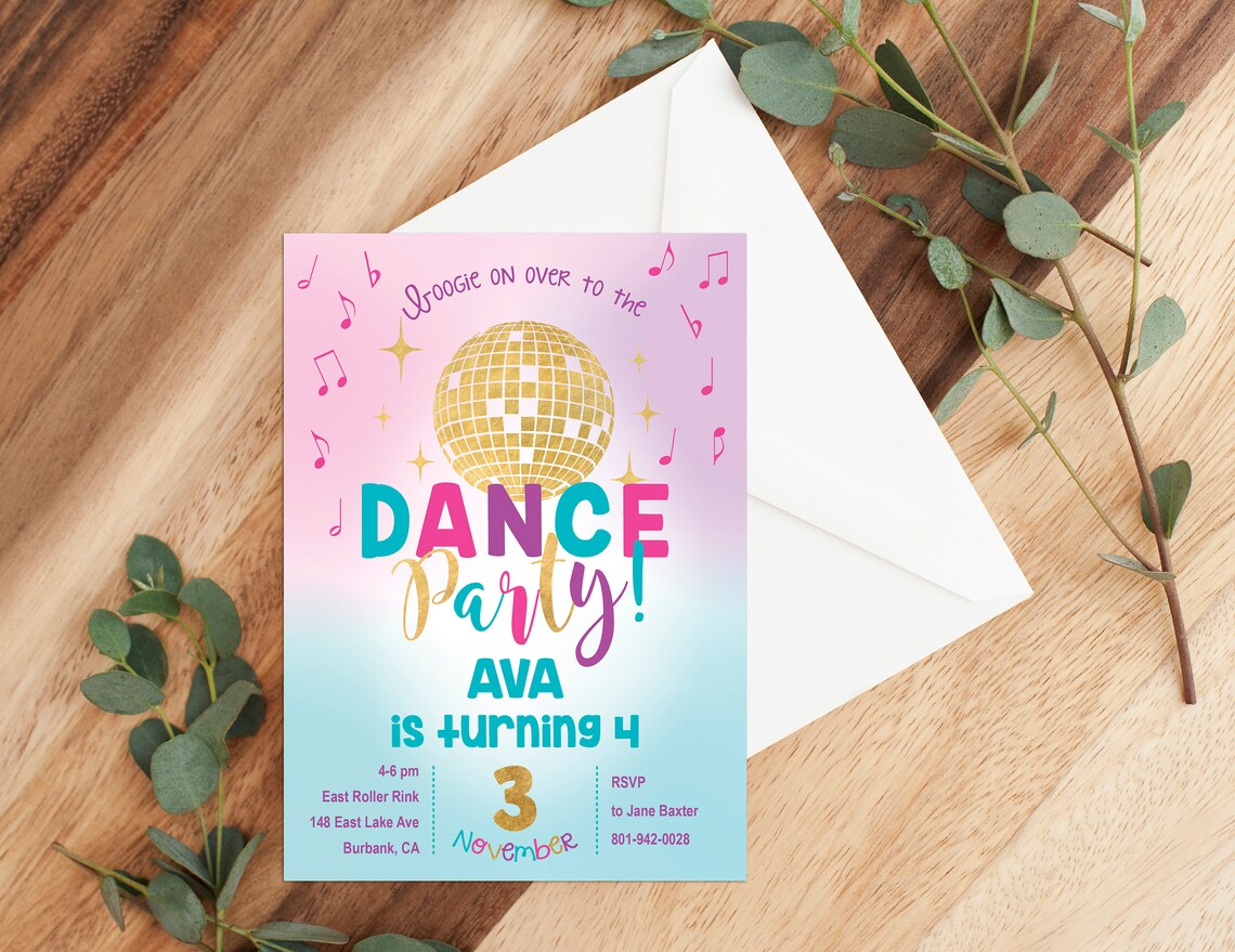 Dance Birthday Party Invitation Dance Party Invite - Etsy