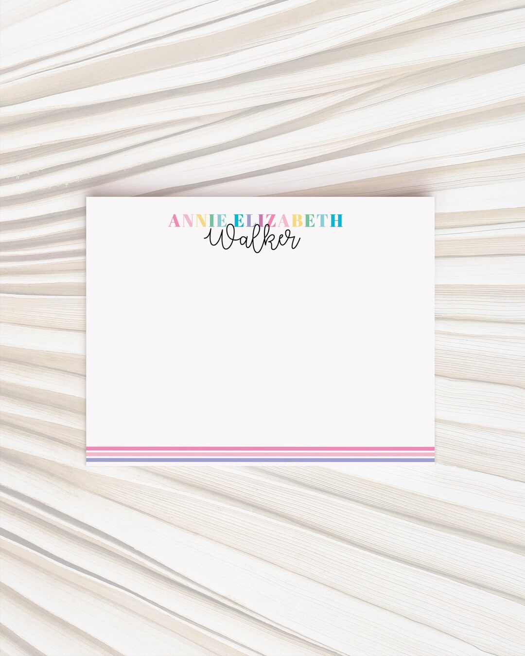 Pastel Rainbow Stationery: Personalized Notecards for Girls With ...