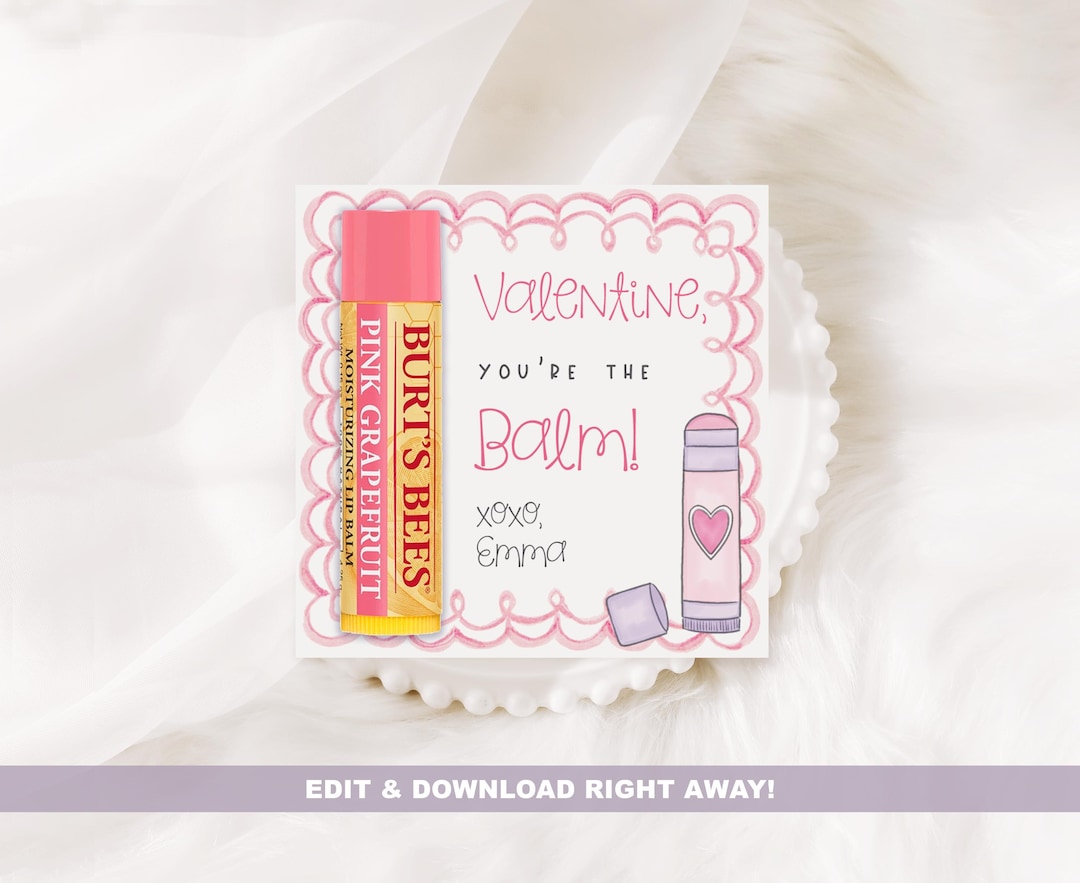 Valentine's Day Chapstick Tag: Pucker up Party Favor (editable Template ...