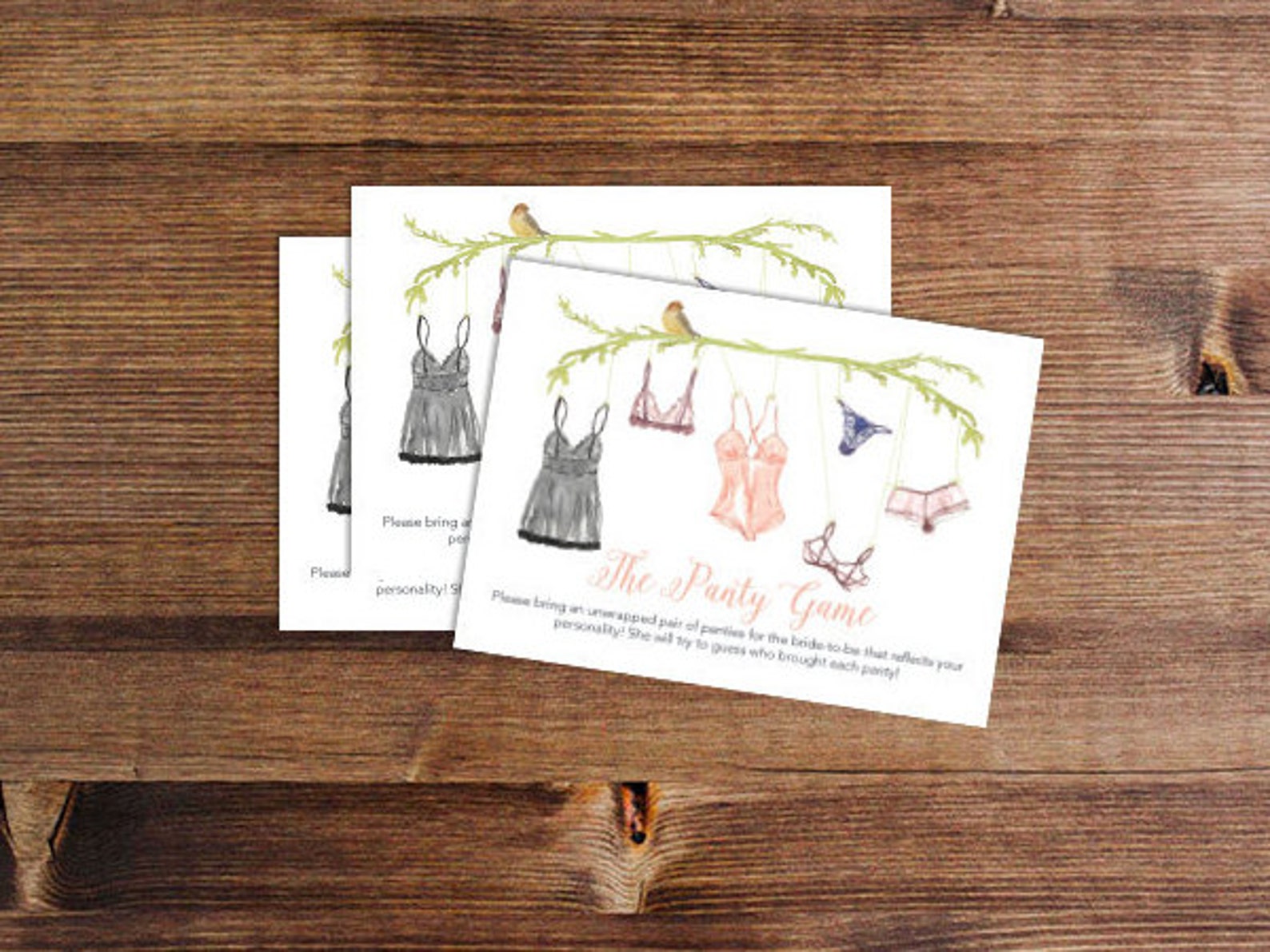 Watercolor Lingerie Printable PANTY GAME Printable Lingerie Shower Game ...