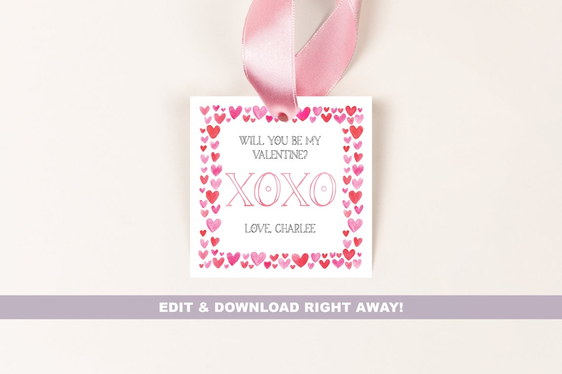 Editable Valentine's Day Card for Class Party Favor | Valentine XOXO ...