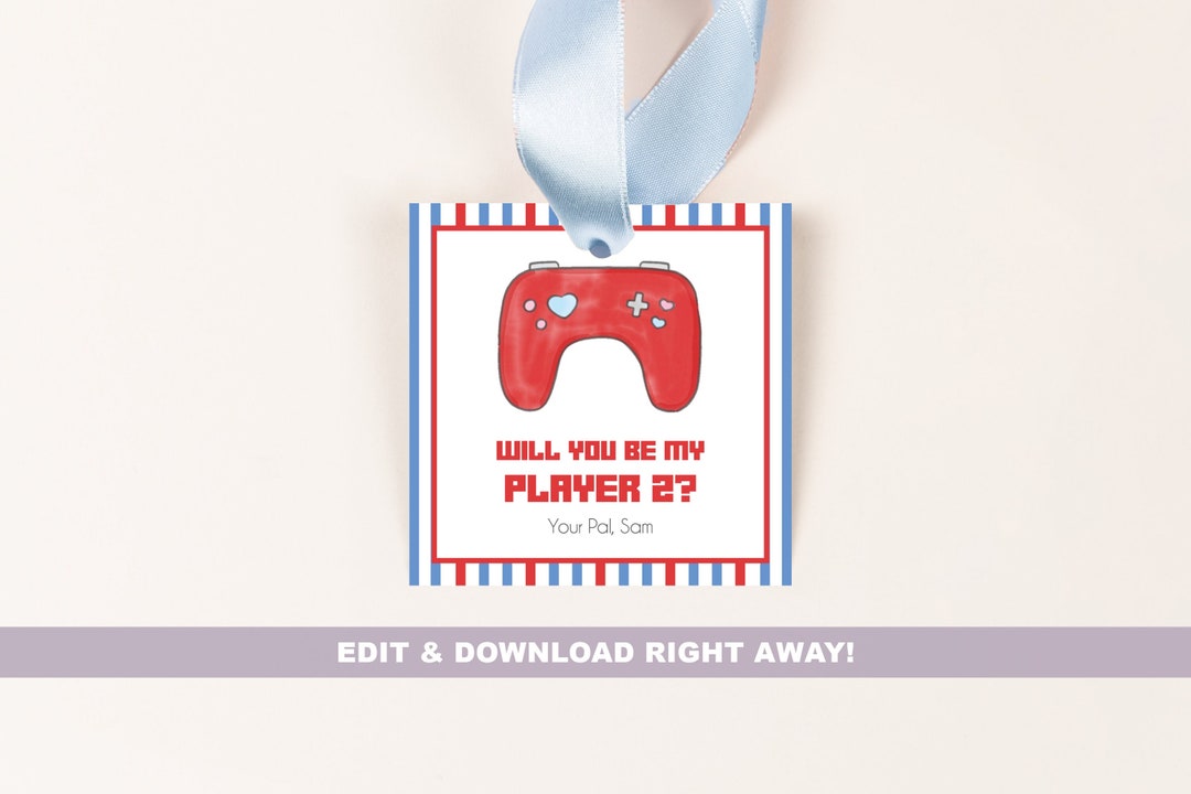 Valentine's Card for Gamer | Valentine's Day Favor Tag | Video Game ...