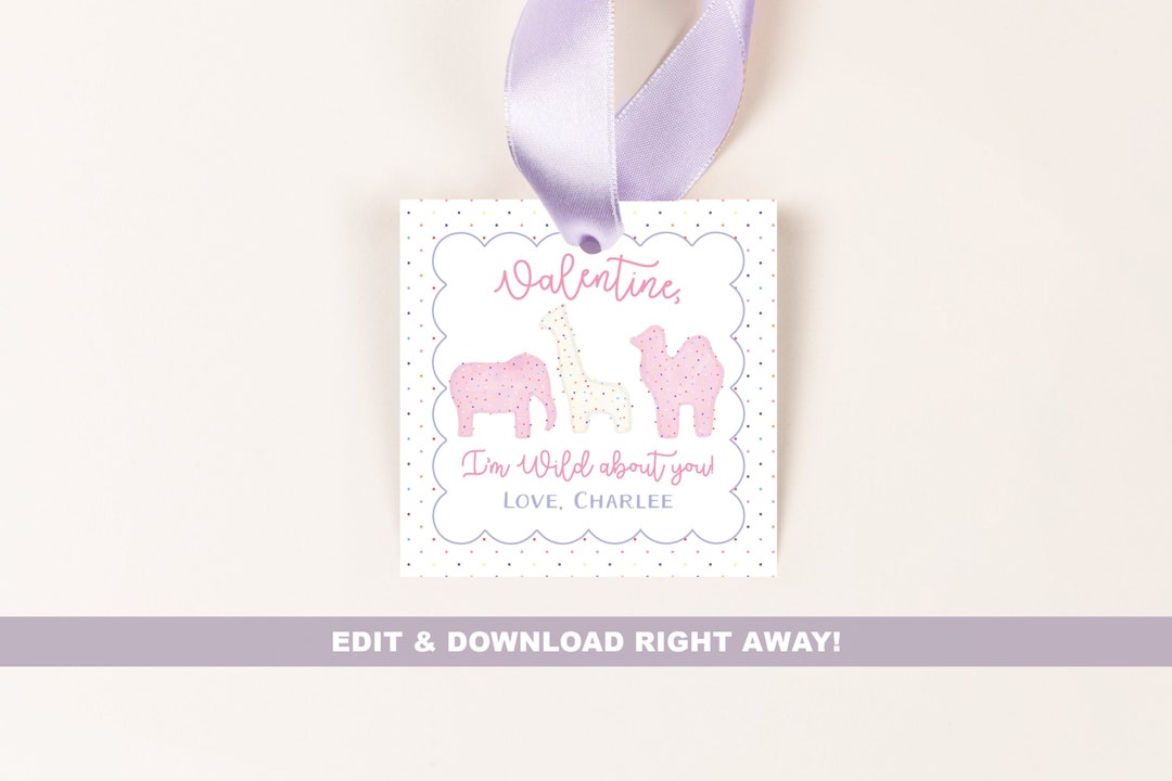 Animal Cookie Valentine Favor Tag | Frosted Animal Cracker | Wild About ...