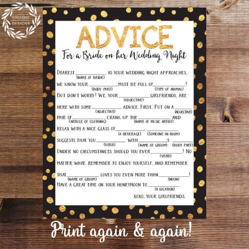 Dirty Mad Libs: Bachelorette Party Advice Game (printable) - Etsy