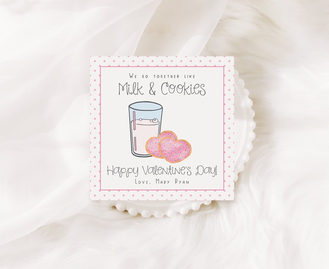 Milk and Cookies Valentine Tag: Watercolor Polka Dots (edit and Print ...