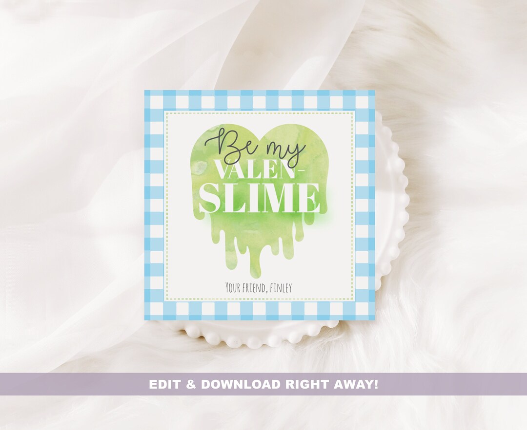 Printable Valentine Favor Tag Slime Valentine Valenslime Little Boy ...