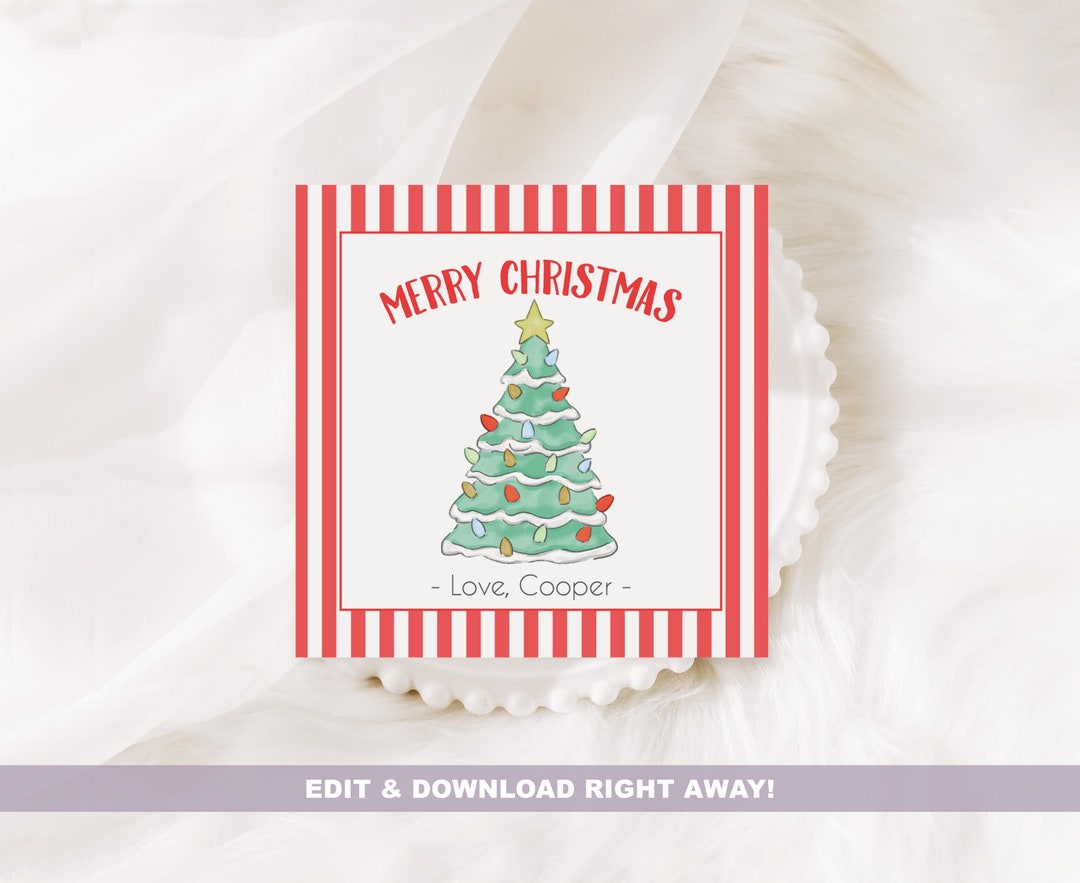 Printable Christmas Gift Tag for Favors | Gift Label | Red and Green ...