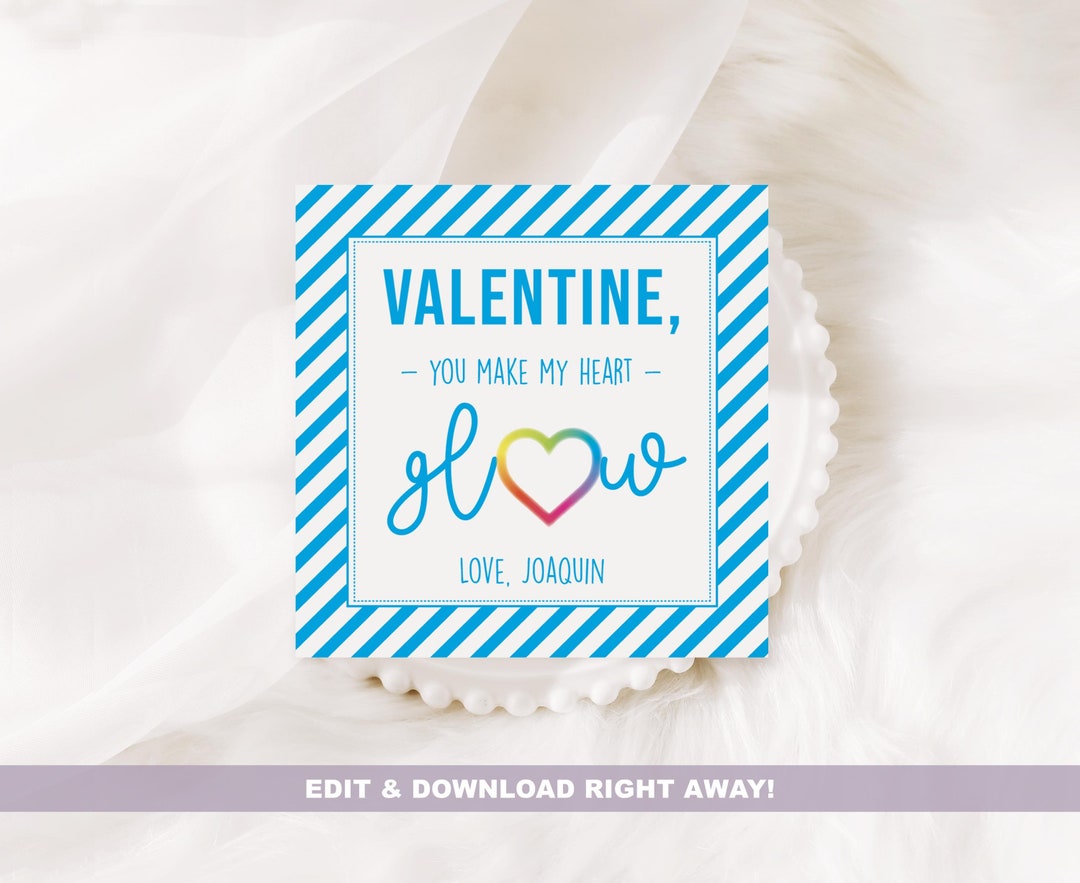 Glow Stick Printable Valentine Favor Tag | Glow Valentine | Little Boy ...