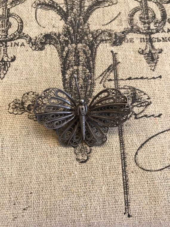 vintage 1950s silver filigree - Gem