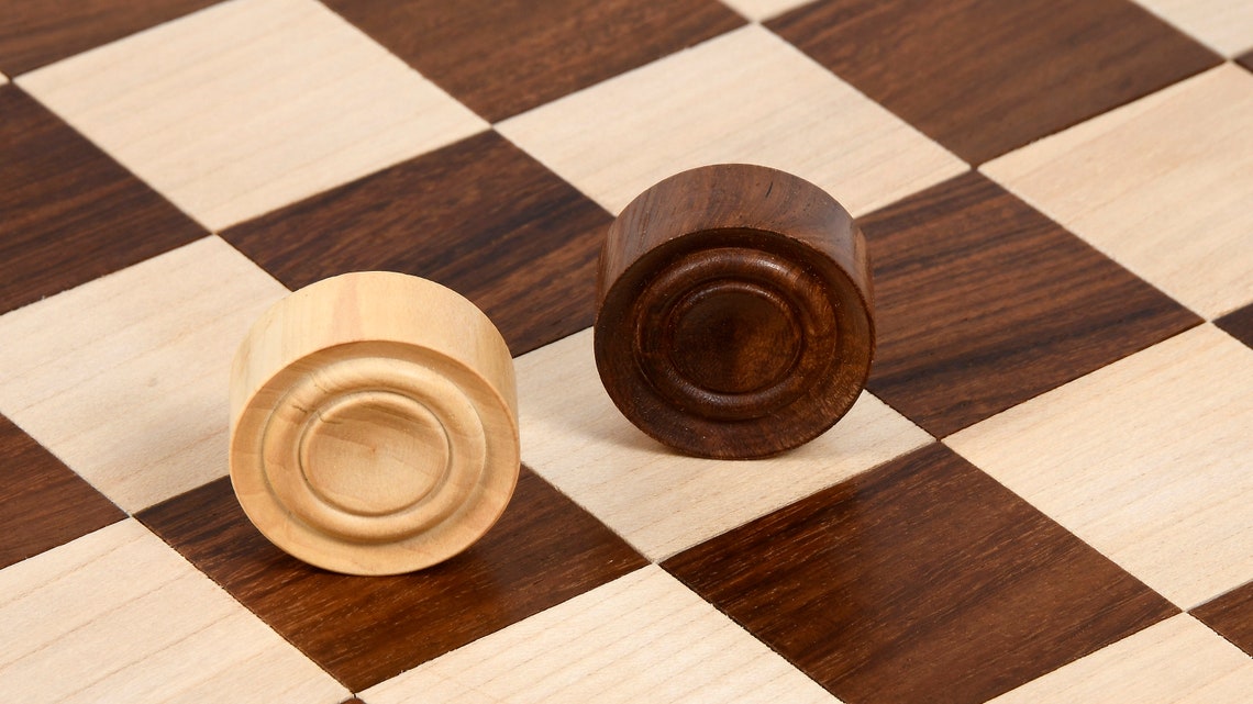 Wooden Checkers / Draught Set in Sheesham & Box Wood 30mm - Etsy