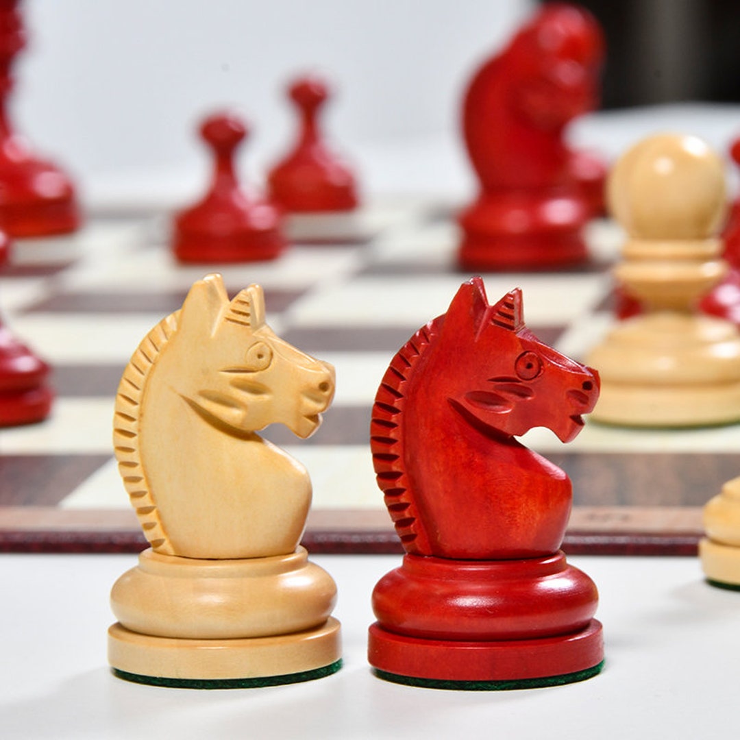 3" Vintage 1930s German Knubbel Chess Set Combo - Pieces in Stained ...