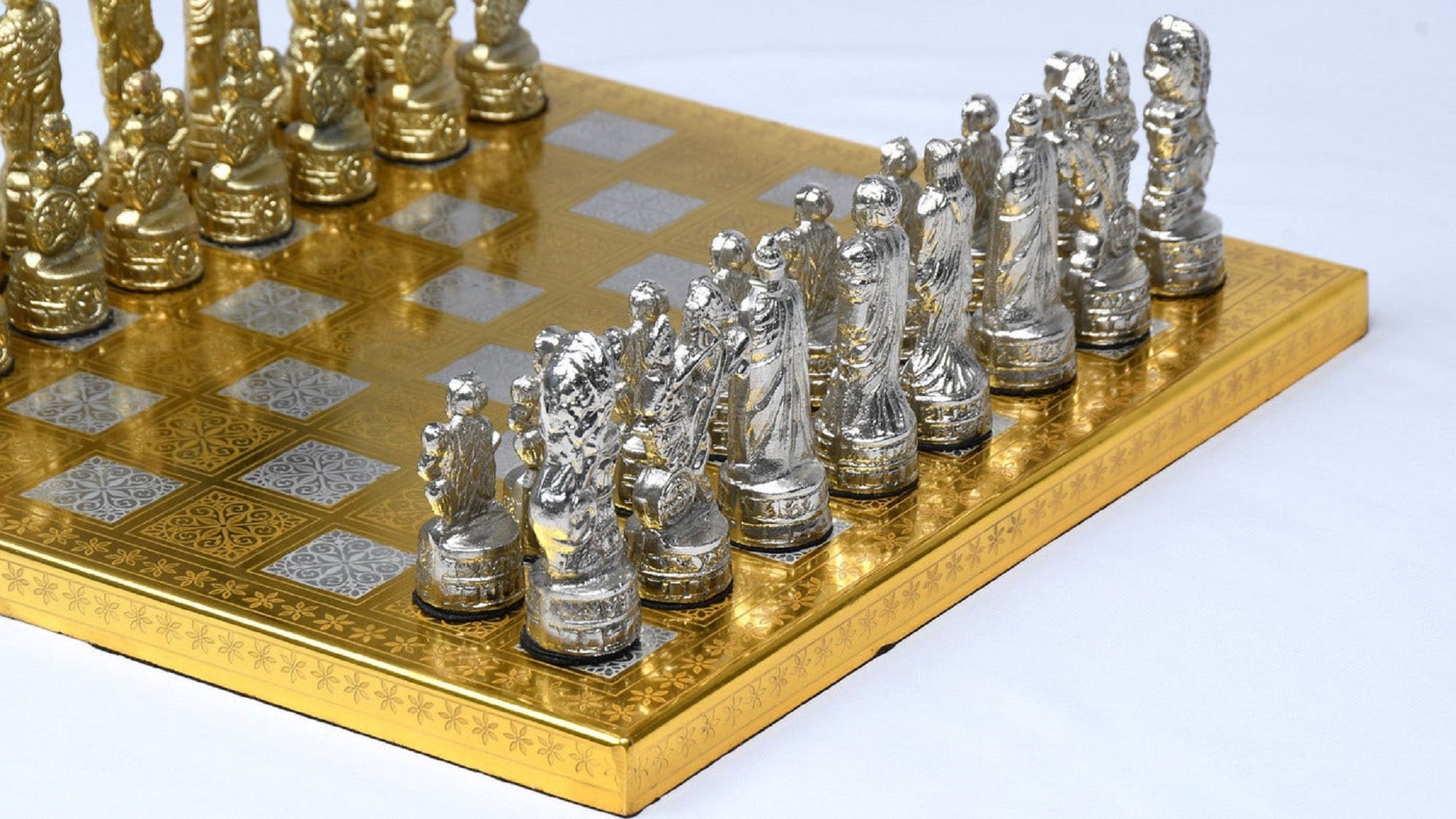 Brass Metal Luxury Chess Pieces & Board Combo Set in Shiny | Etsy