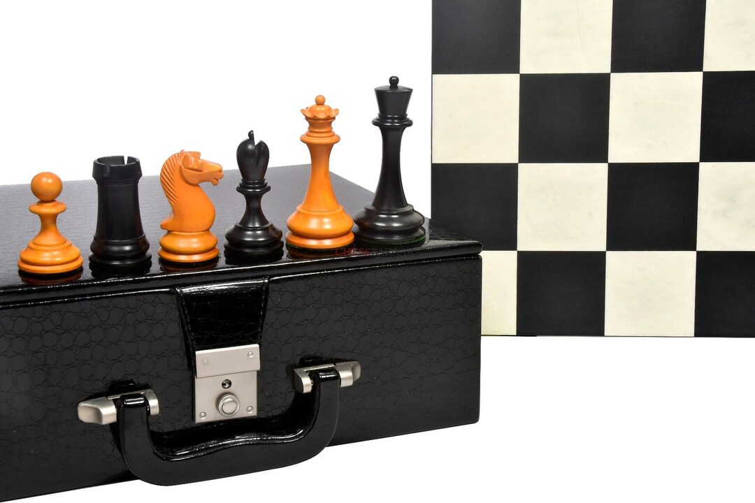 B & Co 1860s Antique Chess Set Combo Antiqued Box Wood 4 King Wooden ...
