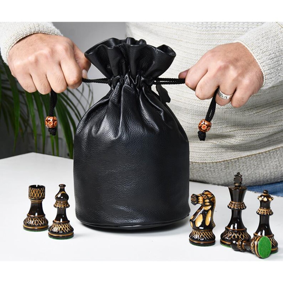 Chess Set Storage Pouch - Genuine Handmade Storage Chess Bag - Cow ...