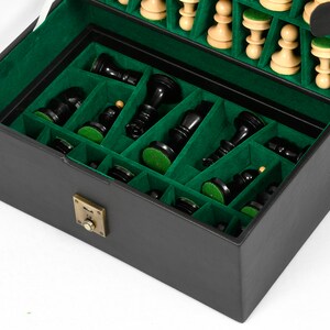 Chess Set Storage Box With Double Tray Fixed Slots for 4" - 4.25 ...