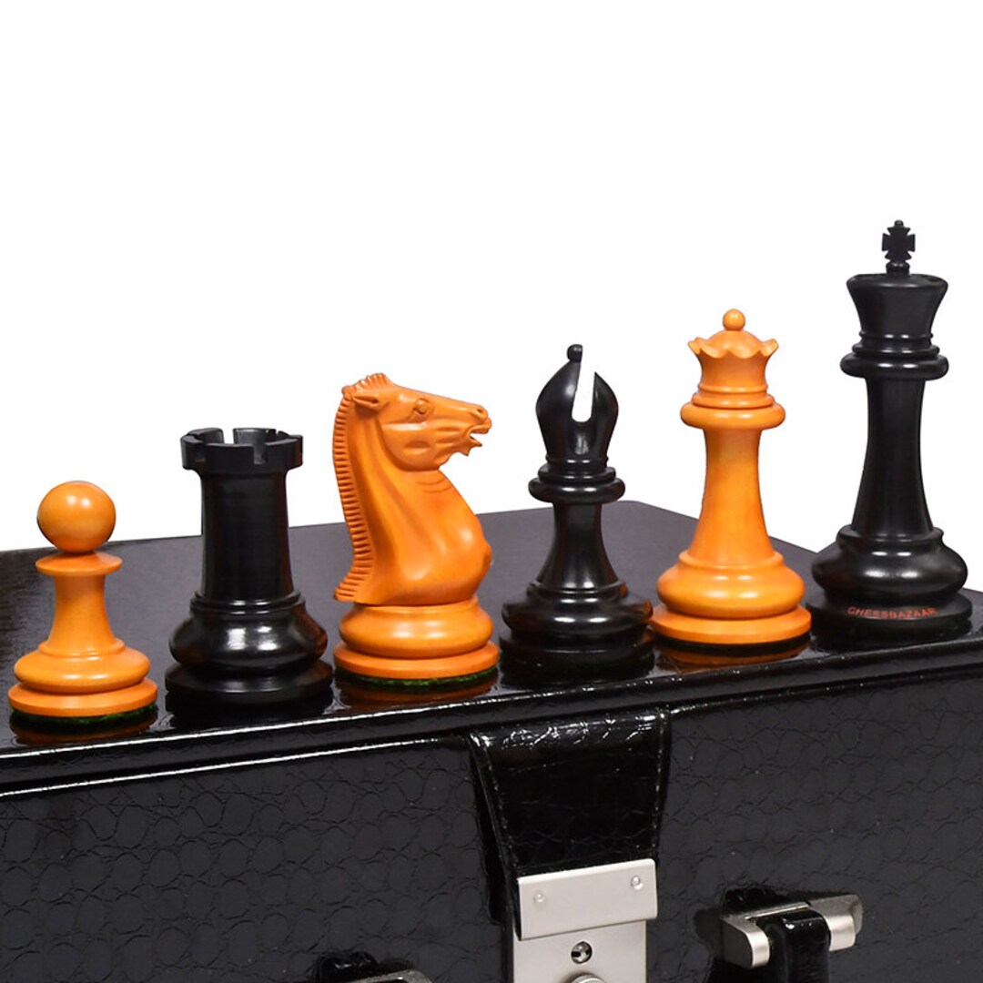 1851 Morphy Antiqued Chess Set V2.0 Chess Pieces Only With King Side ...