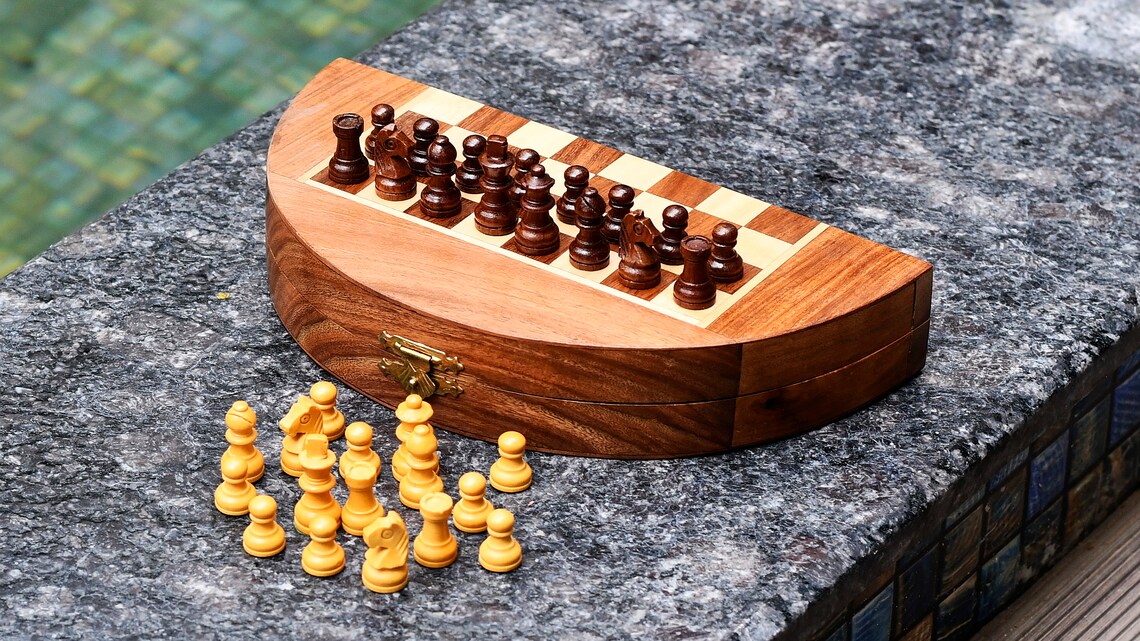 Chess Set Travel Series Folding Magnetic Round Shape in - Etsy