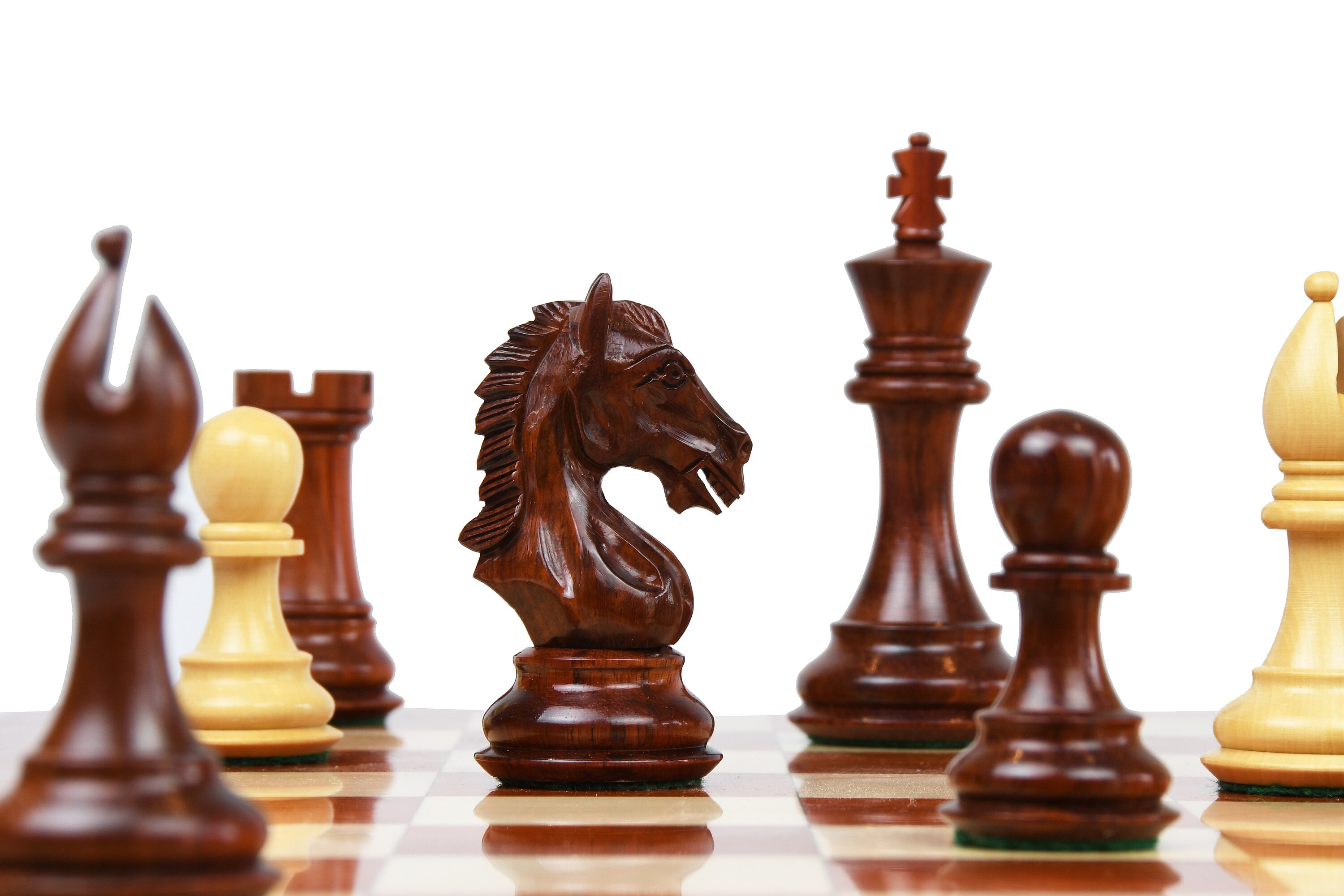 Weighted Chess Pieces Derby Knight Staunton in Bud Rosewood | Etsy