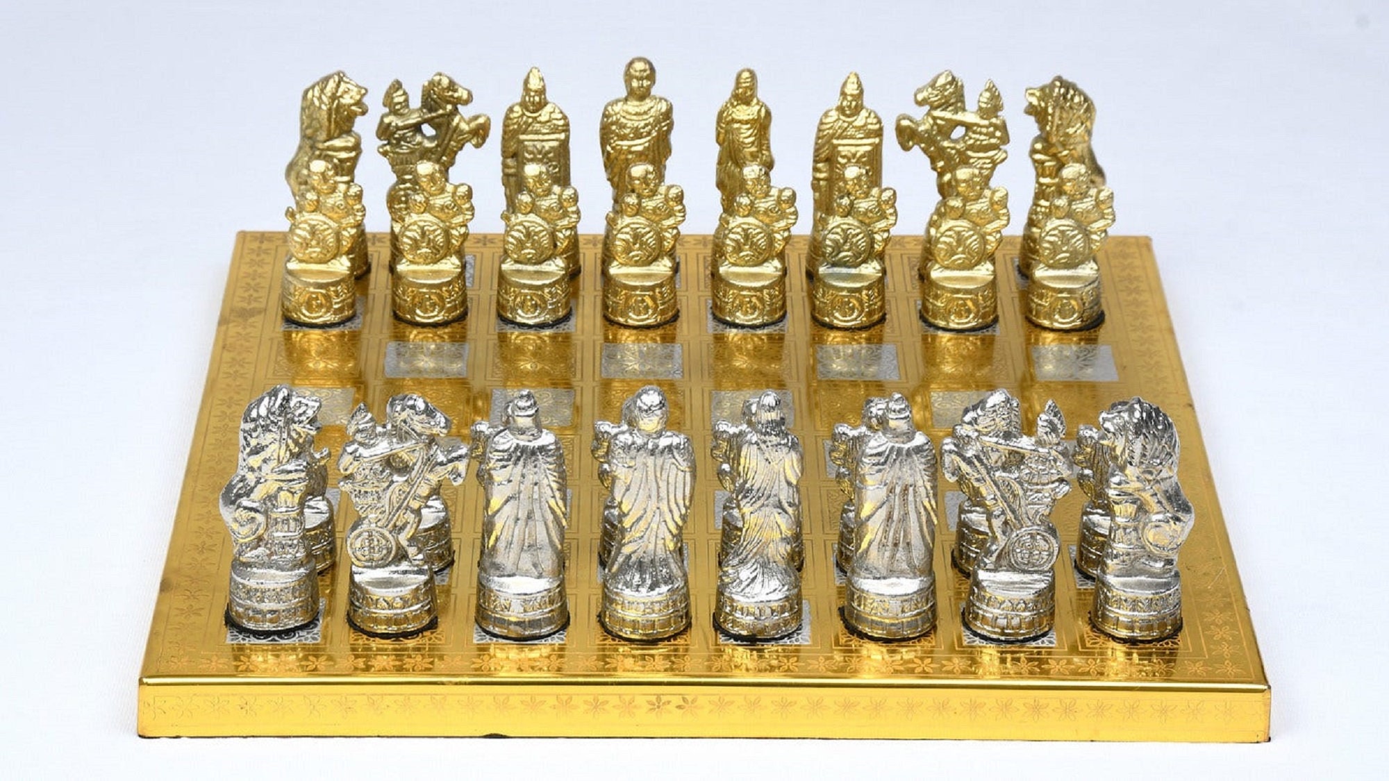 Brass Metal Luxury Chess Pieces & Board Combo Set in Shiny | Etsy