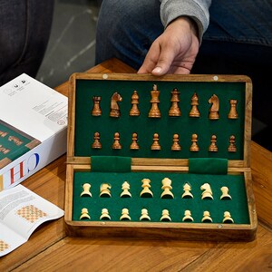 Chess Set Travel Folding Magnetic Chess Set - Sheesham Wood 12 ...