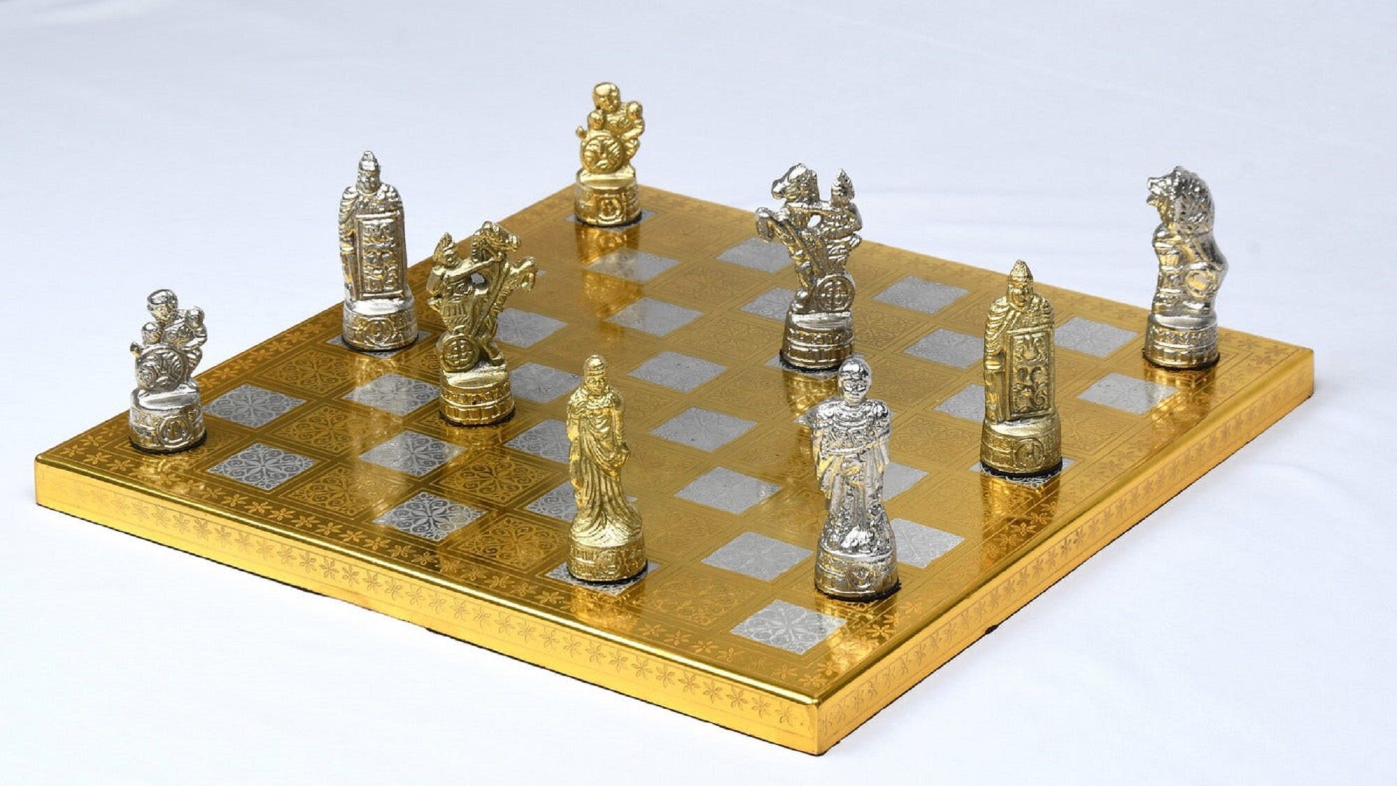 Brass Metal Luxury Chess Pieces & Board Combo Set in Shiny | Etsy