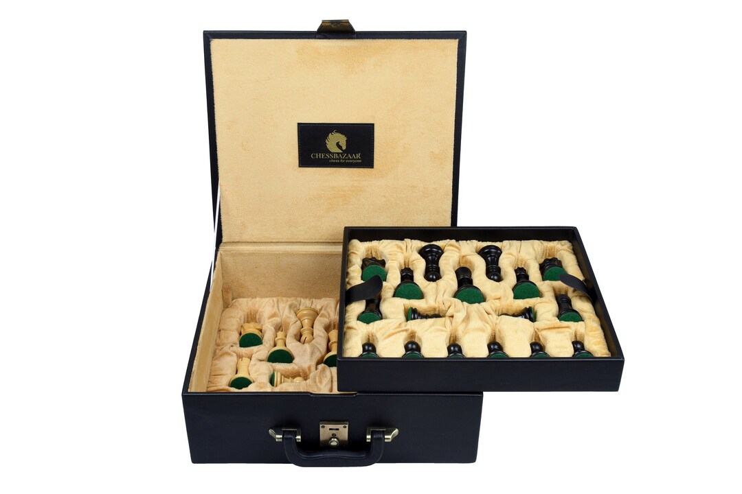 Chess Set Storage Box Leatherette Coffer With Double Tray - Etsy