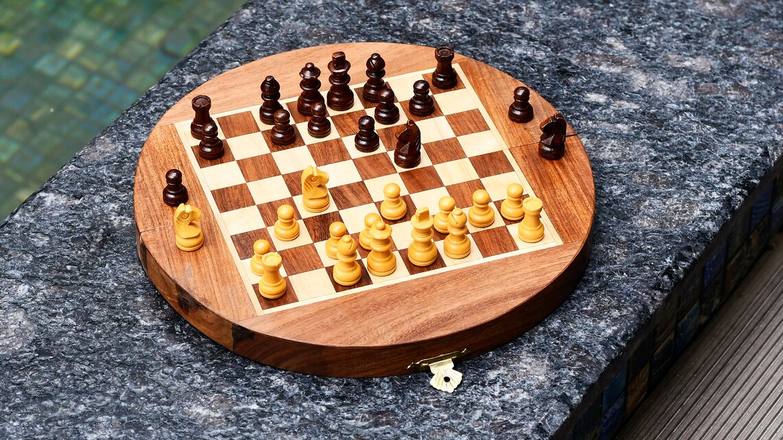 Chess Set Travel Series Folding Magnetic Round Shape in - Etsy