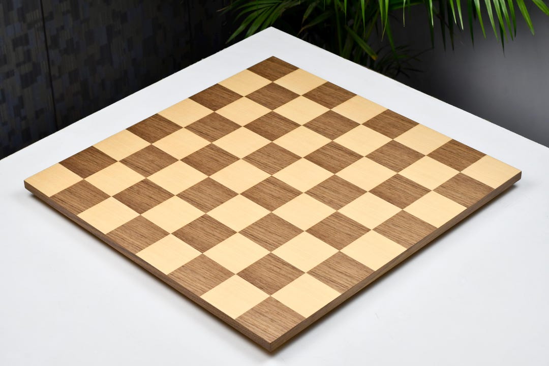 19" Borderless Chess Board Minimalist Design Walnut Maple Wooden Matte ...