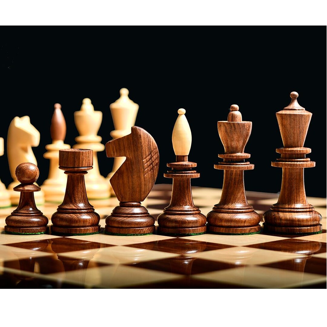 Reproduced Hungarian Chess Pieces in Sheesham Wood & Natural Boxwood ...