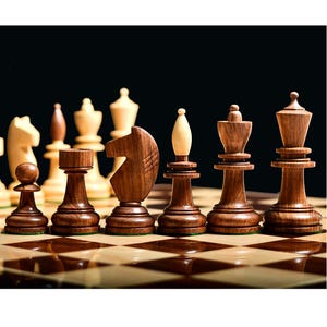 Reproduced Hungarian Chess Pieces in Sheesham Wood & Natural Boxwood ...