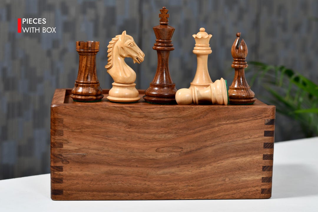 4.1'' Derby Knight Staunton Chess Set - Chess Pieces Only - Weighted ...
