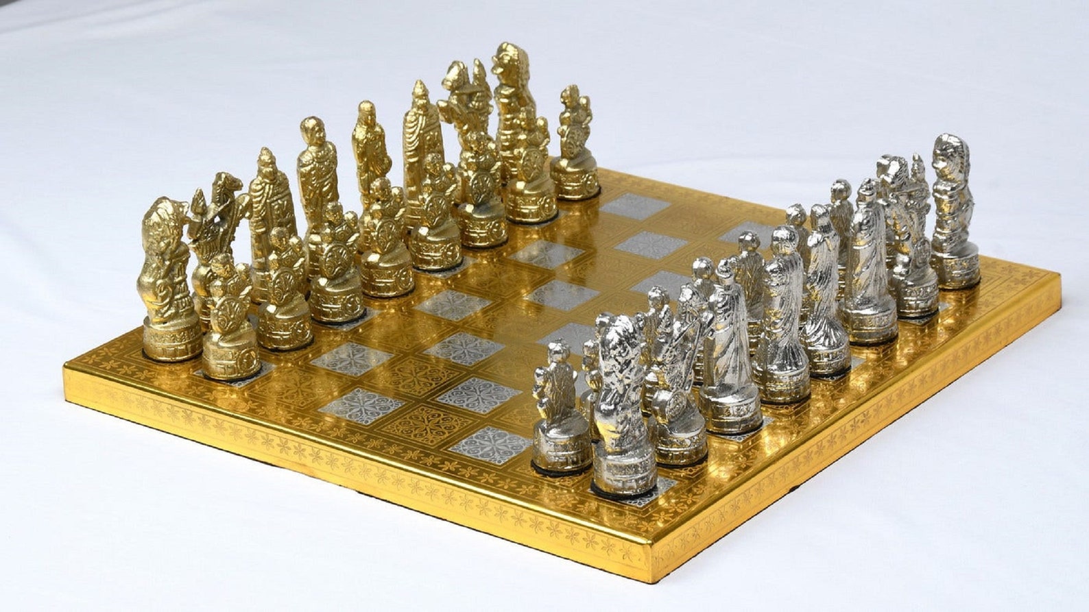 Brass Metal Luxury Chess Pieces & Board Combo Set in Shiny - Etsy