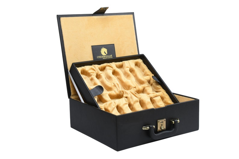 Chess Set Storage Box Leatherette Coffer With Double Tray | Etsy