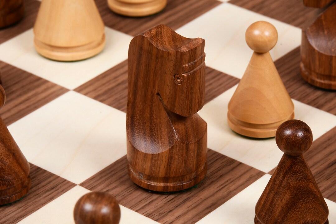 19th Century Classic Cone-shaped Chess Pieces - Weighted Sheesham ...