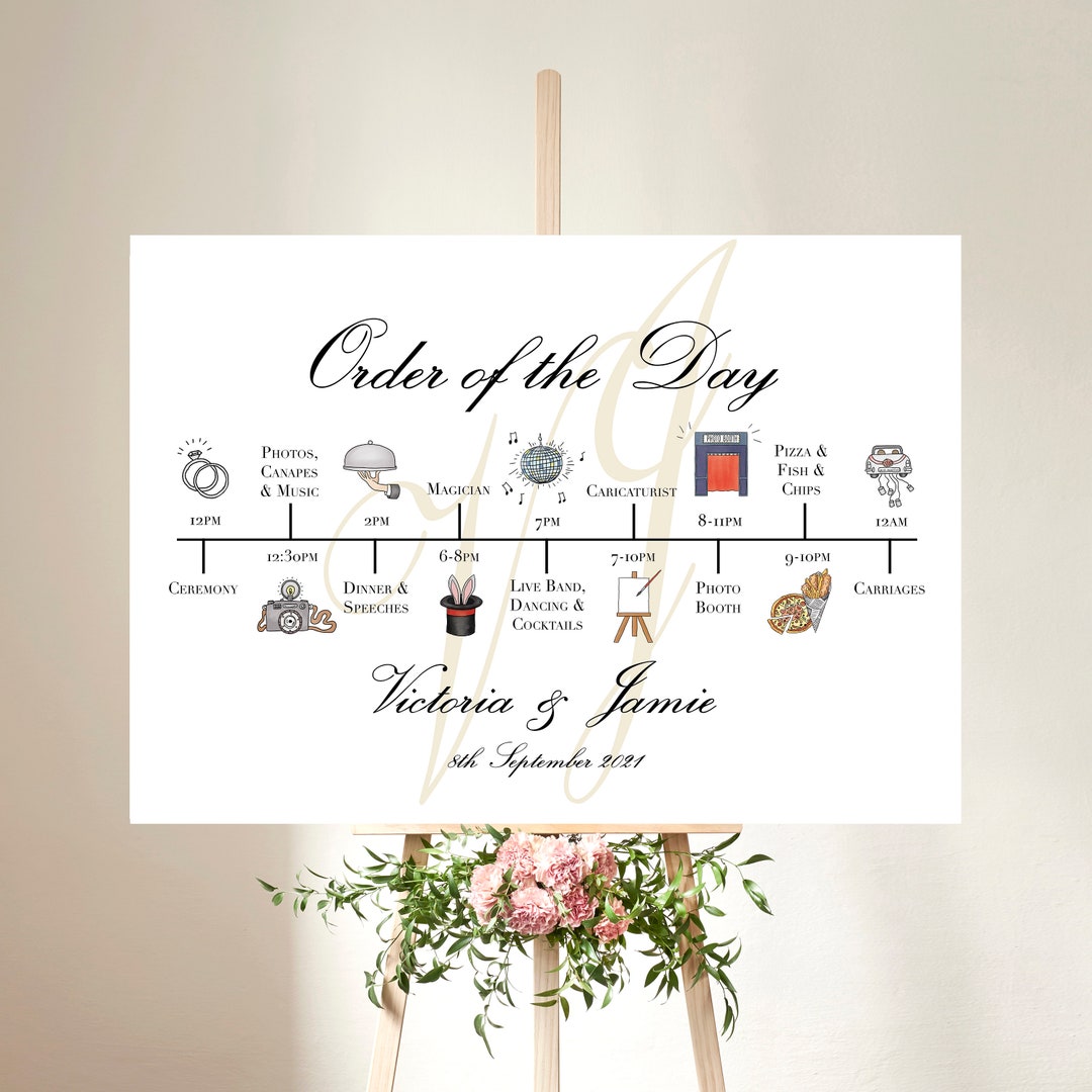 Gold Elegant Order of the Day Sign - Etsy