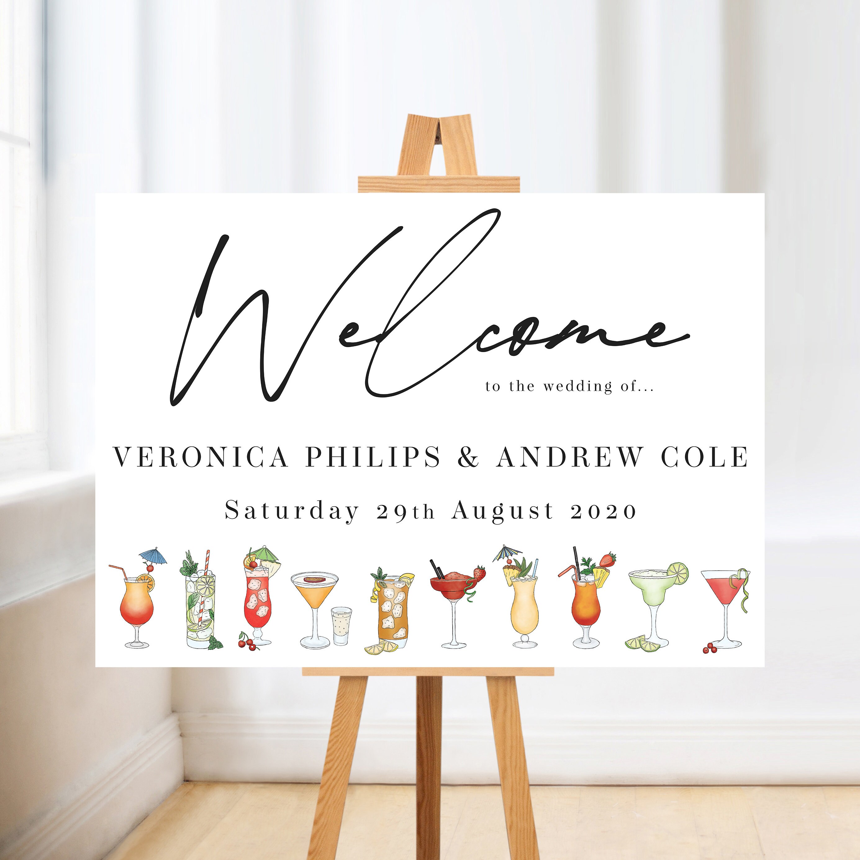 Cocktail Wedding Welcome Sign | Etsy