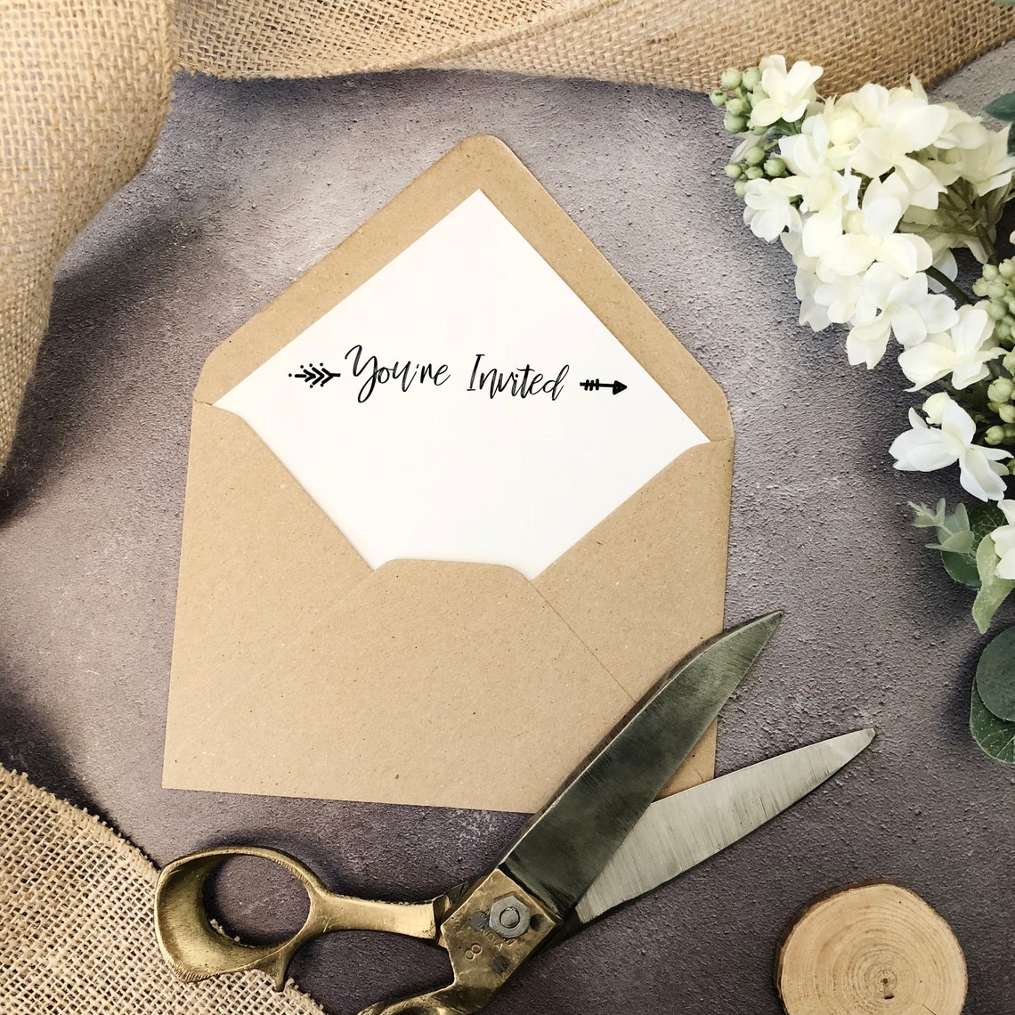 Kraft Rustic Concertina Fold Wedding Invite Heart Sample, Rustic ...