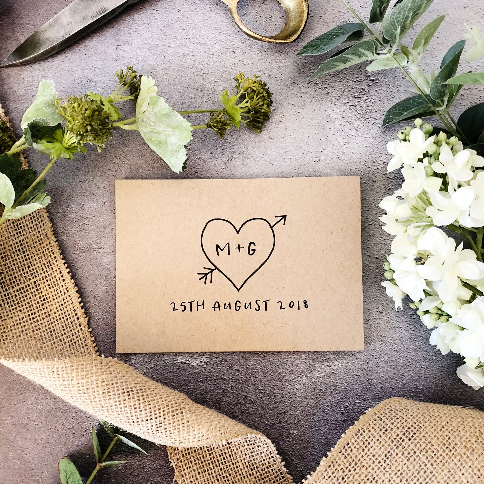 Kraft Rustic Concertina Fold Wedding Invite Heart Sample, Rustic ...