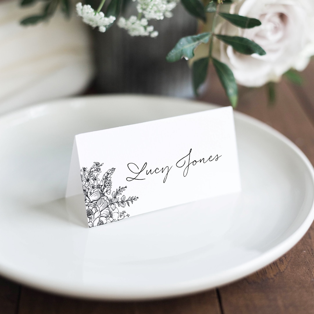 Wild Flowers Wedding Folded Name Place Card - Etsy