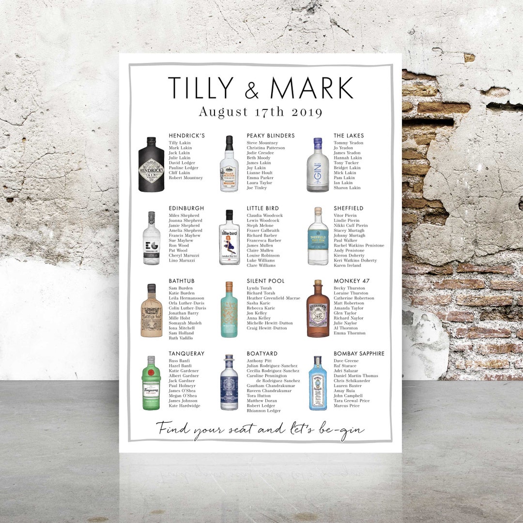 Gin Wedding Table Plan A1 - Etsy UK