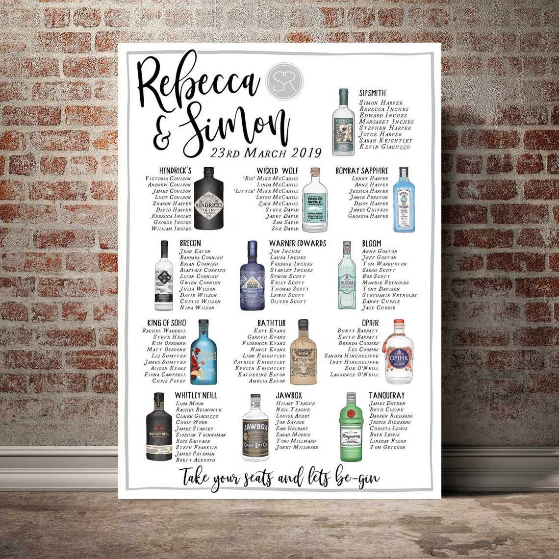 Gin Wedding Table Plan A1 - Etsy UK